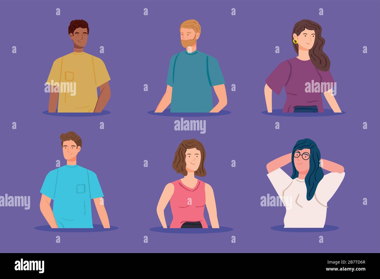 group of young people avatar characters Stock Vector Image & Art - Alamy
