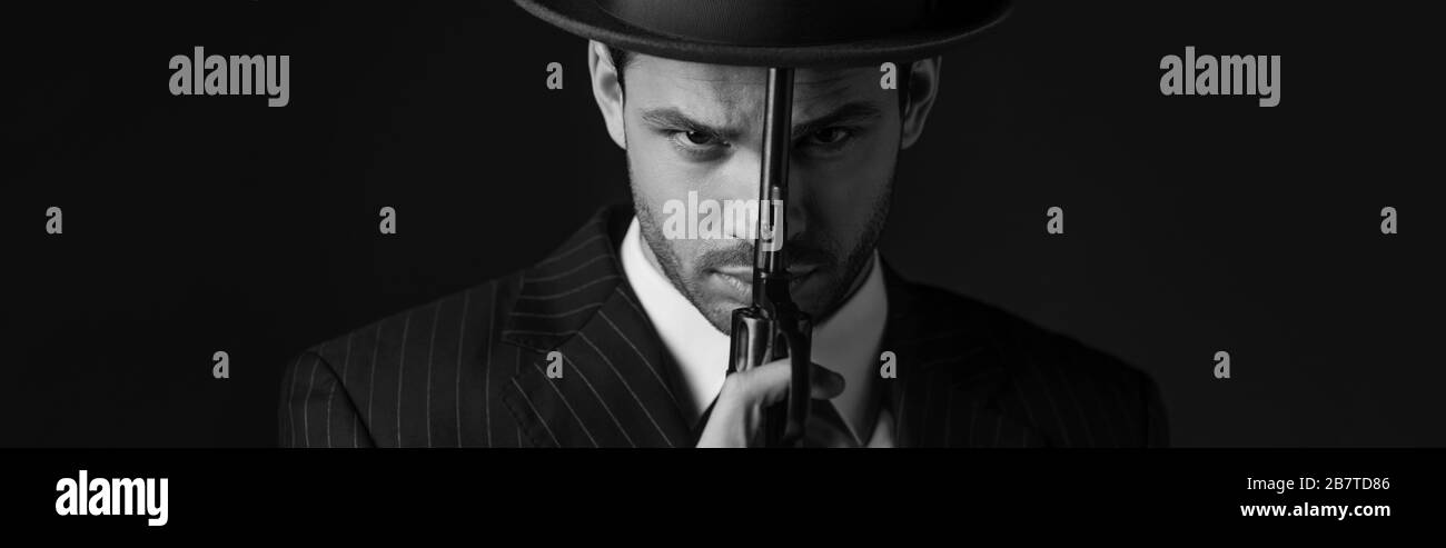 Gangster gun in style Black and White Stock Photos & Images - Alamy