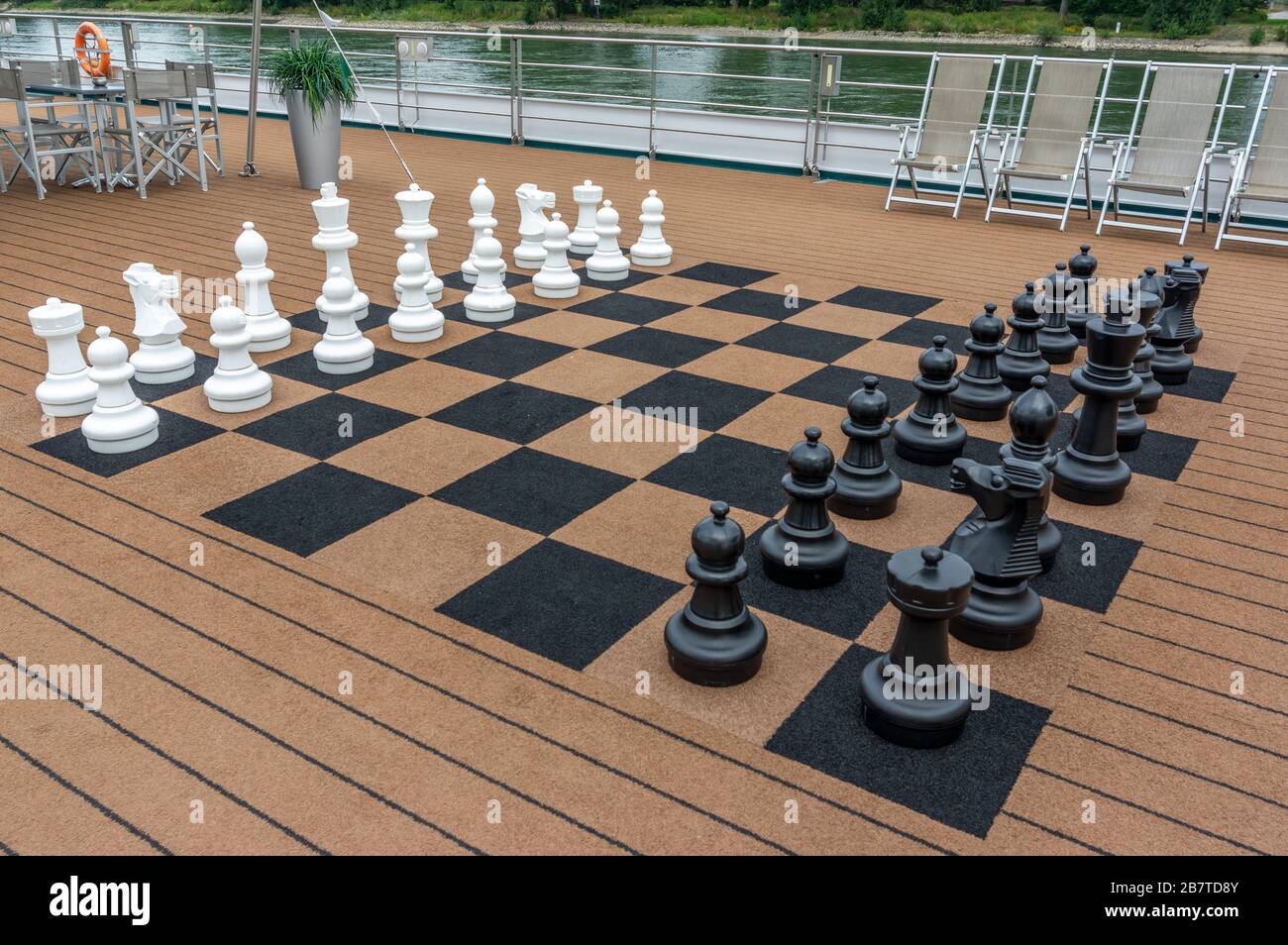 Large chess set on Rhine river cruise ship Stock Photo - Alamy