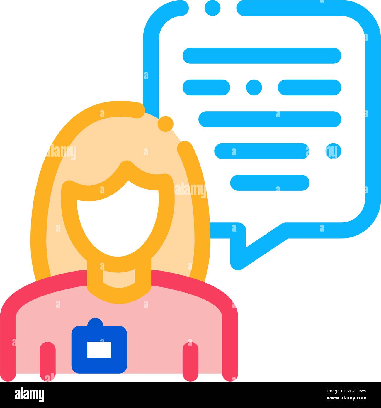 Female Worker Talk Vector Outline Illustration Stock Vector Image & Art ...