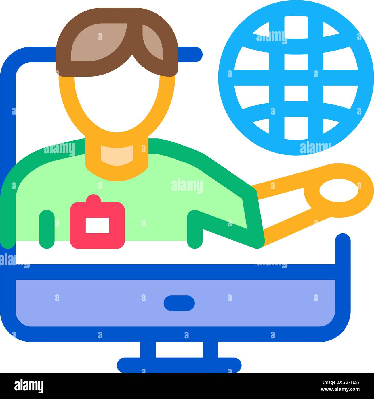 Online Computer Guide Vector Outline Illustration Stock Vector Image ...