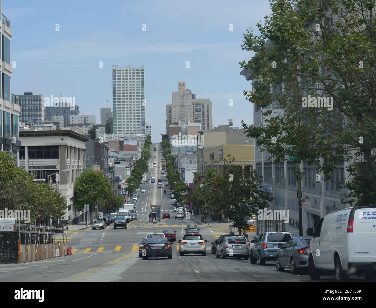 San Francisco, California-July 2018: Medium wide street photo with ...