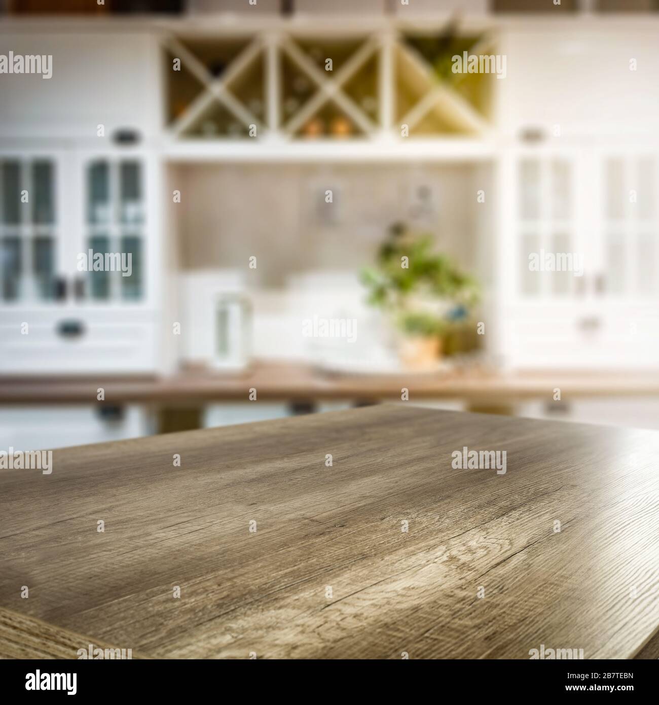Wooden tabletop with window cozy home interior background Stock Photo ...