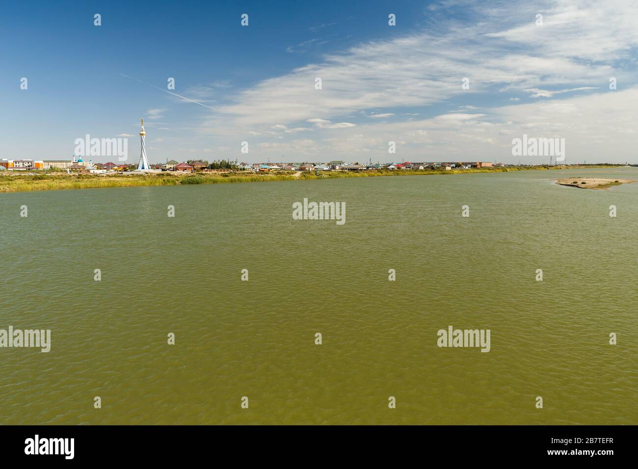 Syr darya river and view of the city of Kyzylorda in Kazakhstan Stock ...