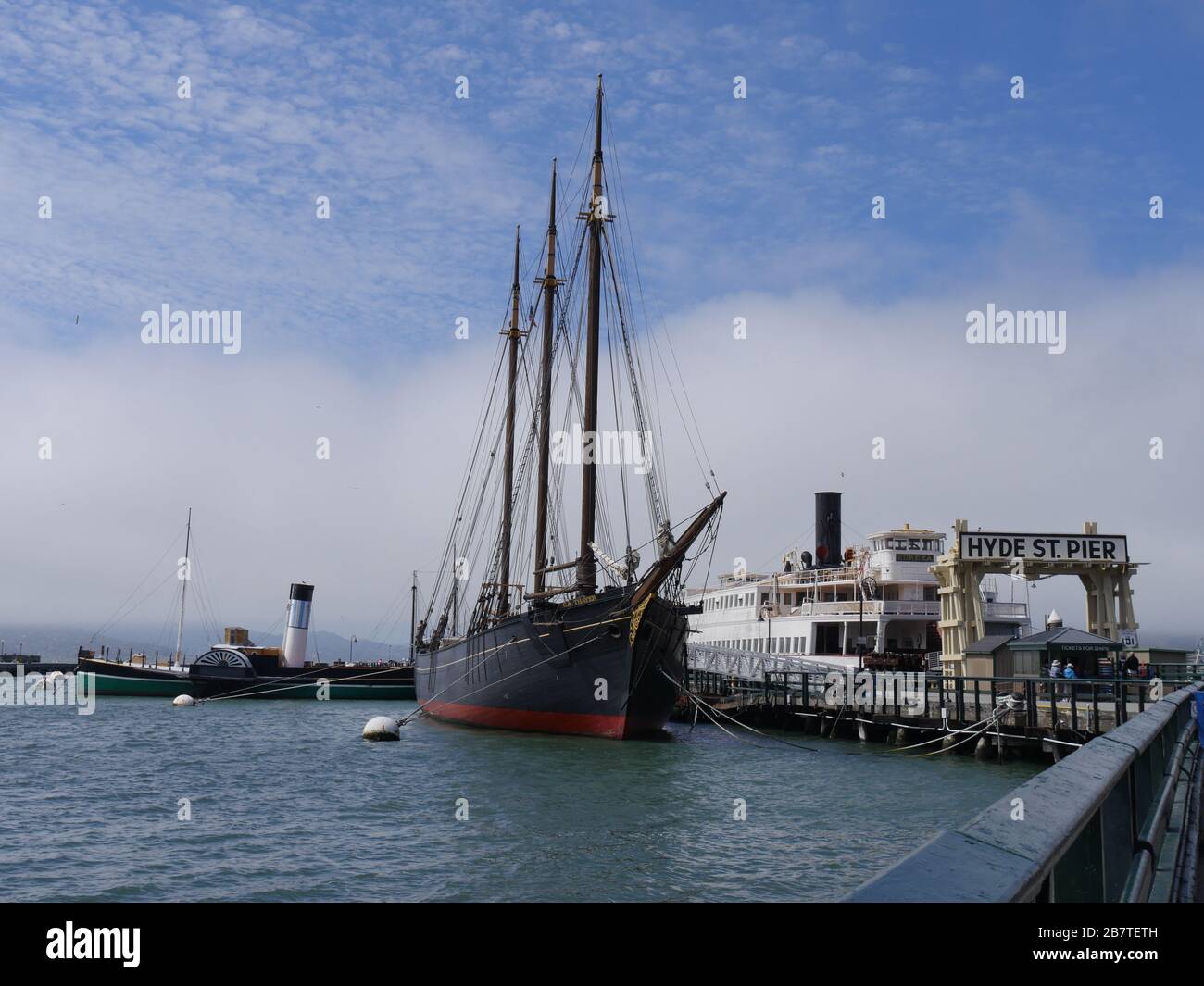 San Francisco, California-July 2018: Hyde St Pier with the Ferryboat ...