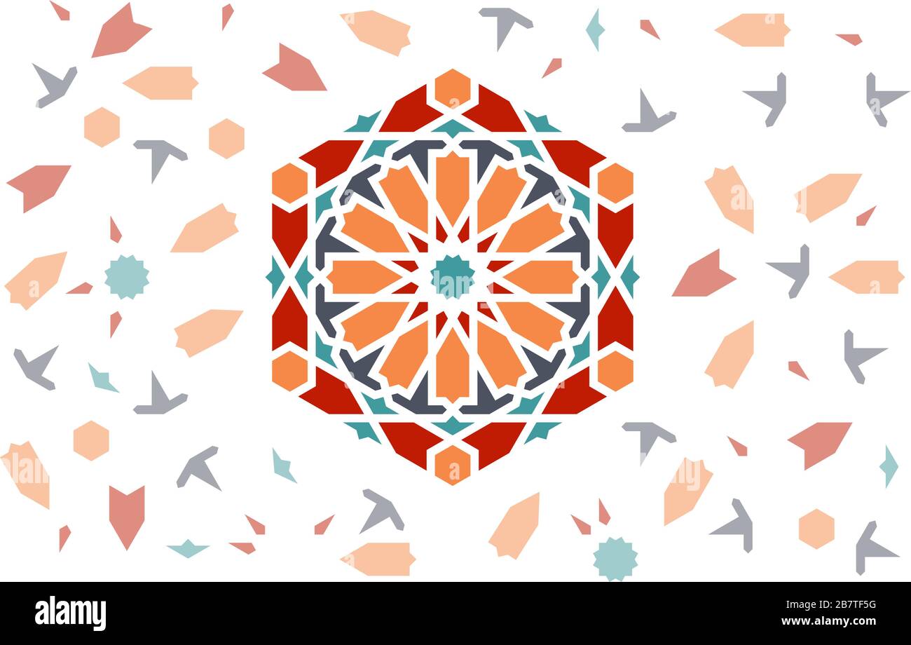 Arabian,islamic pattern with pale color arabesque tile disintegration ...