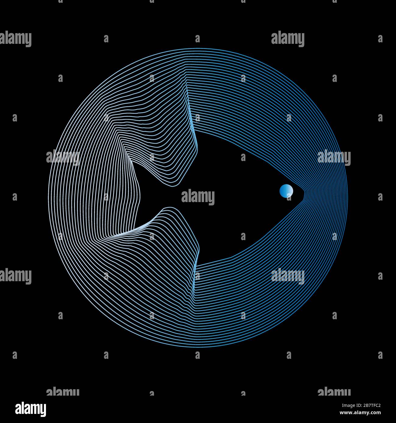 Fish profile vector holographic logo. Guilloche blue logo of fish on ...