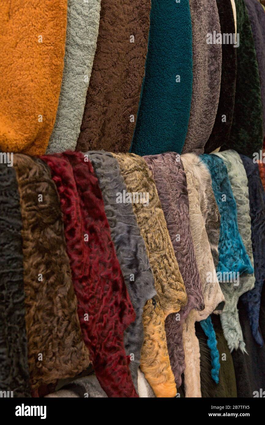A range of multicolored natural Karakul fur Stock Photo - Alamy
