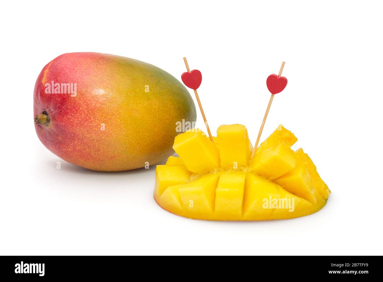 Fruit of ripe fresh mango isolated on a white background Stock Photo ...