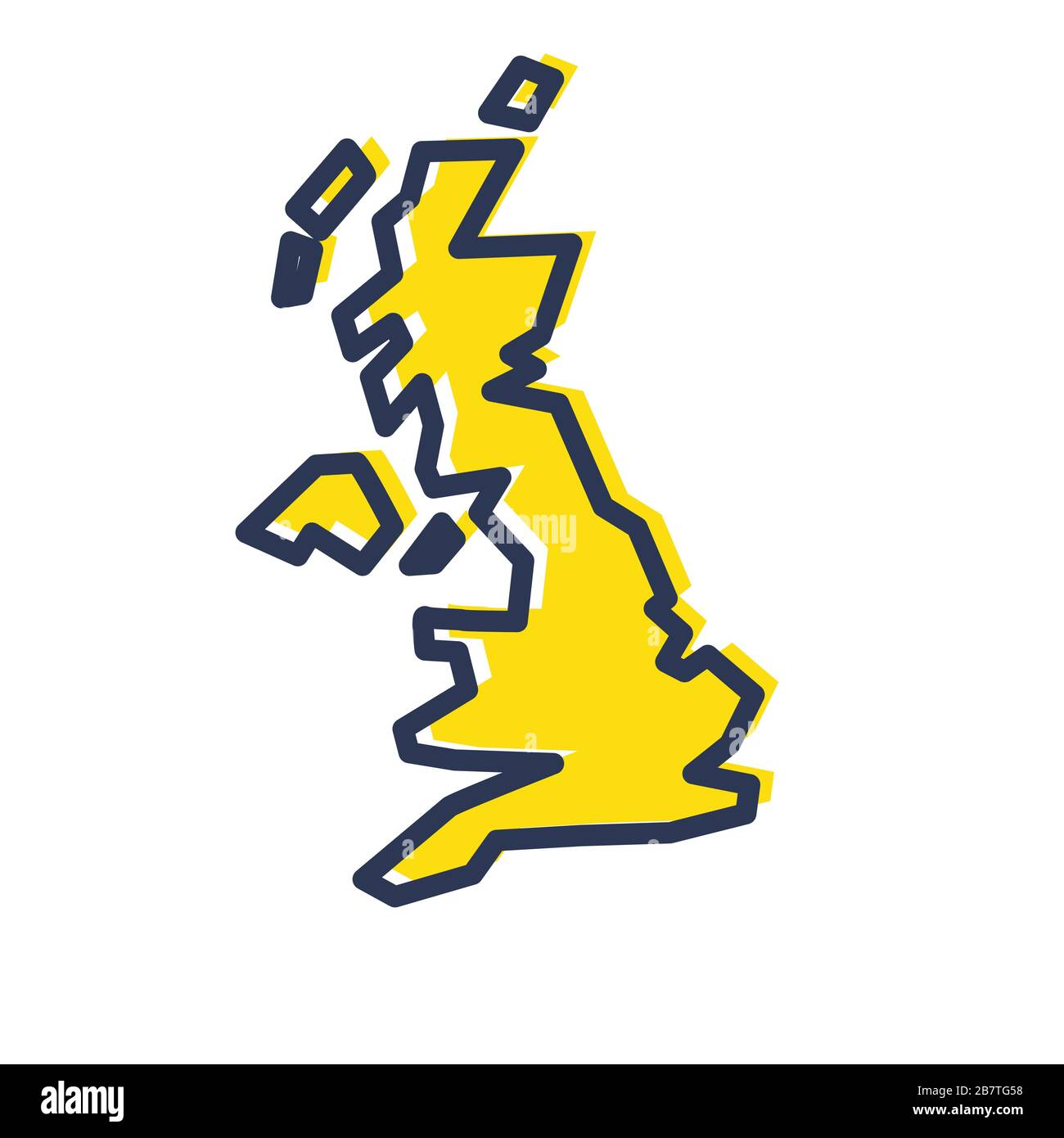 Stylized simple yellow outline map of United Kingdom Stock Vector Image ...