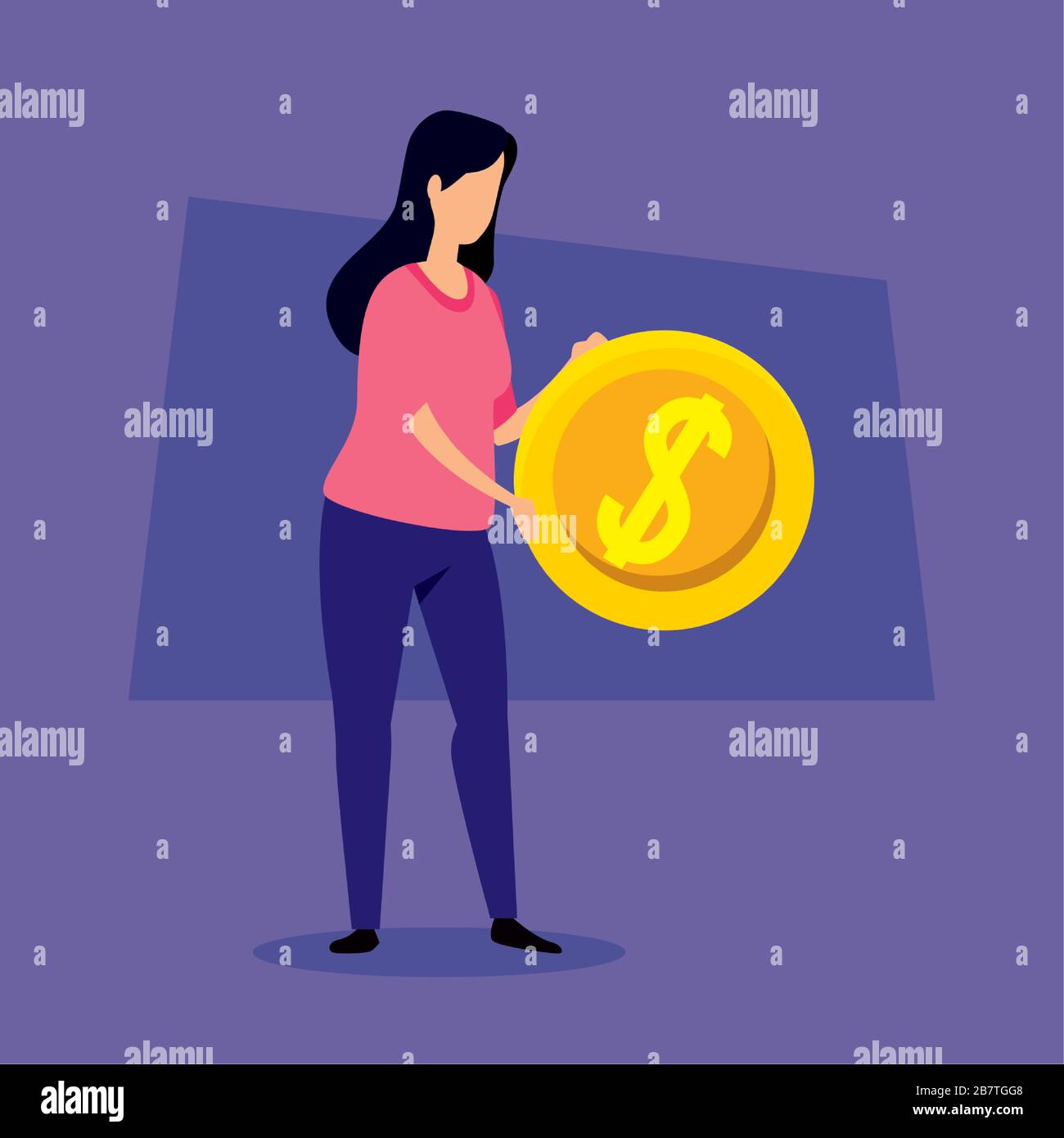 beautiful woman with coin dollar Stock Vector Image & Art - Alamy
