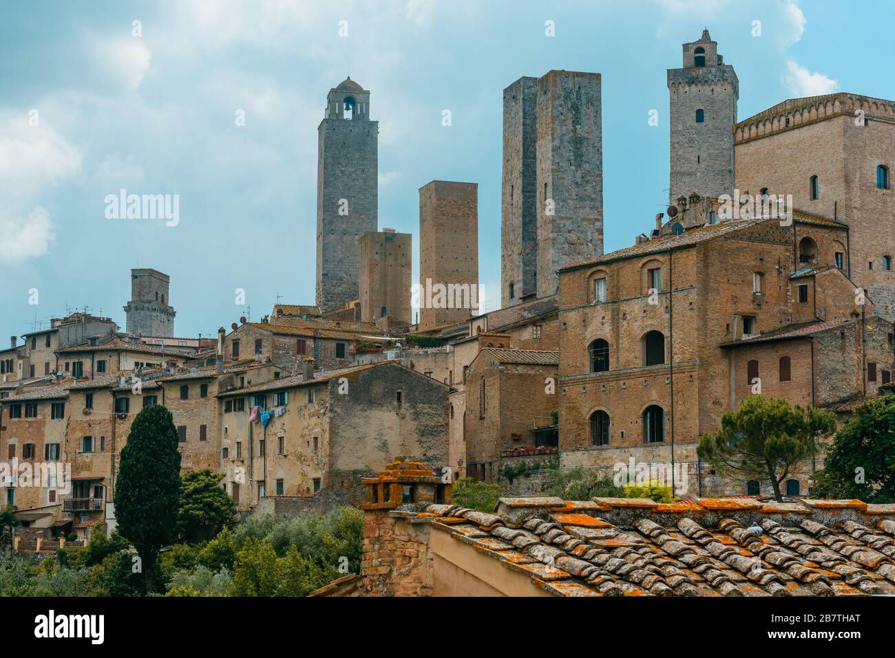 San Gimignano skyline of medieval towers and historic buildings seen ...