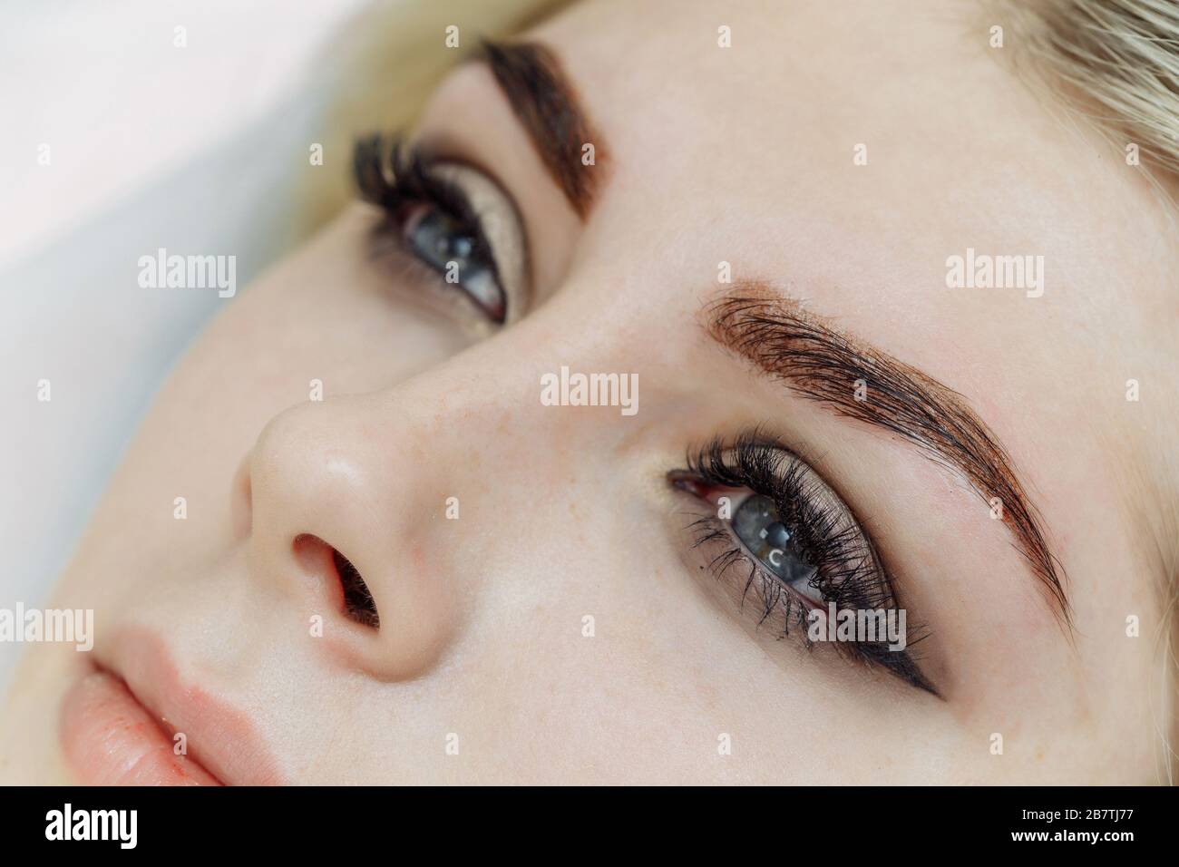 Face makeup model eyebrows close hi-res stock photography and images ...