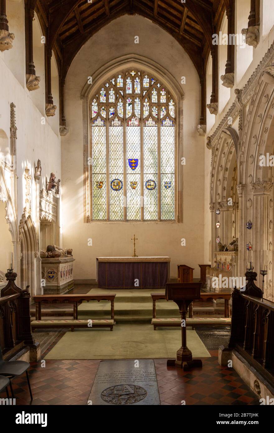 Interior historic village parish church, Wingfield, Suffolk, England ...