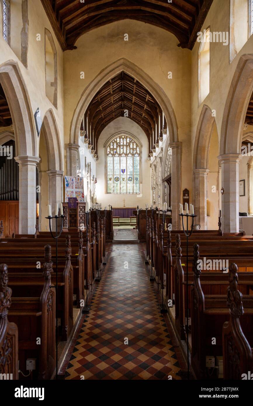Interior historic village parish church, Wingfield, Suffolk, England ...