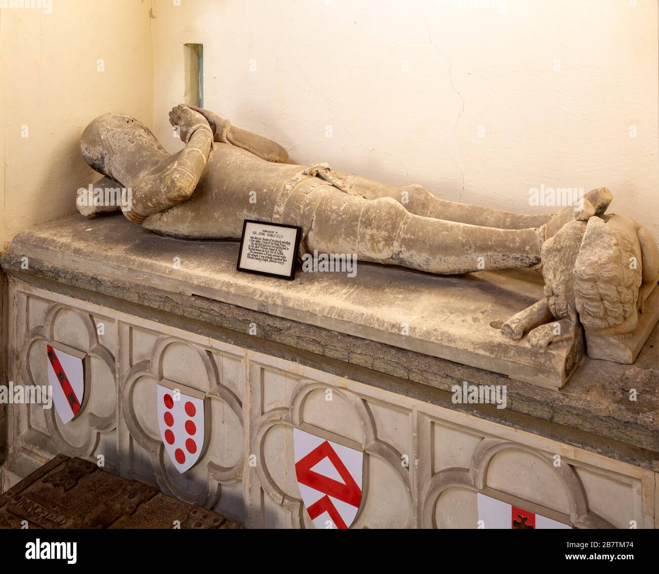 Stone tomb effigy of Sir John Wingfield died 1361, Wingfield church ...