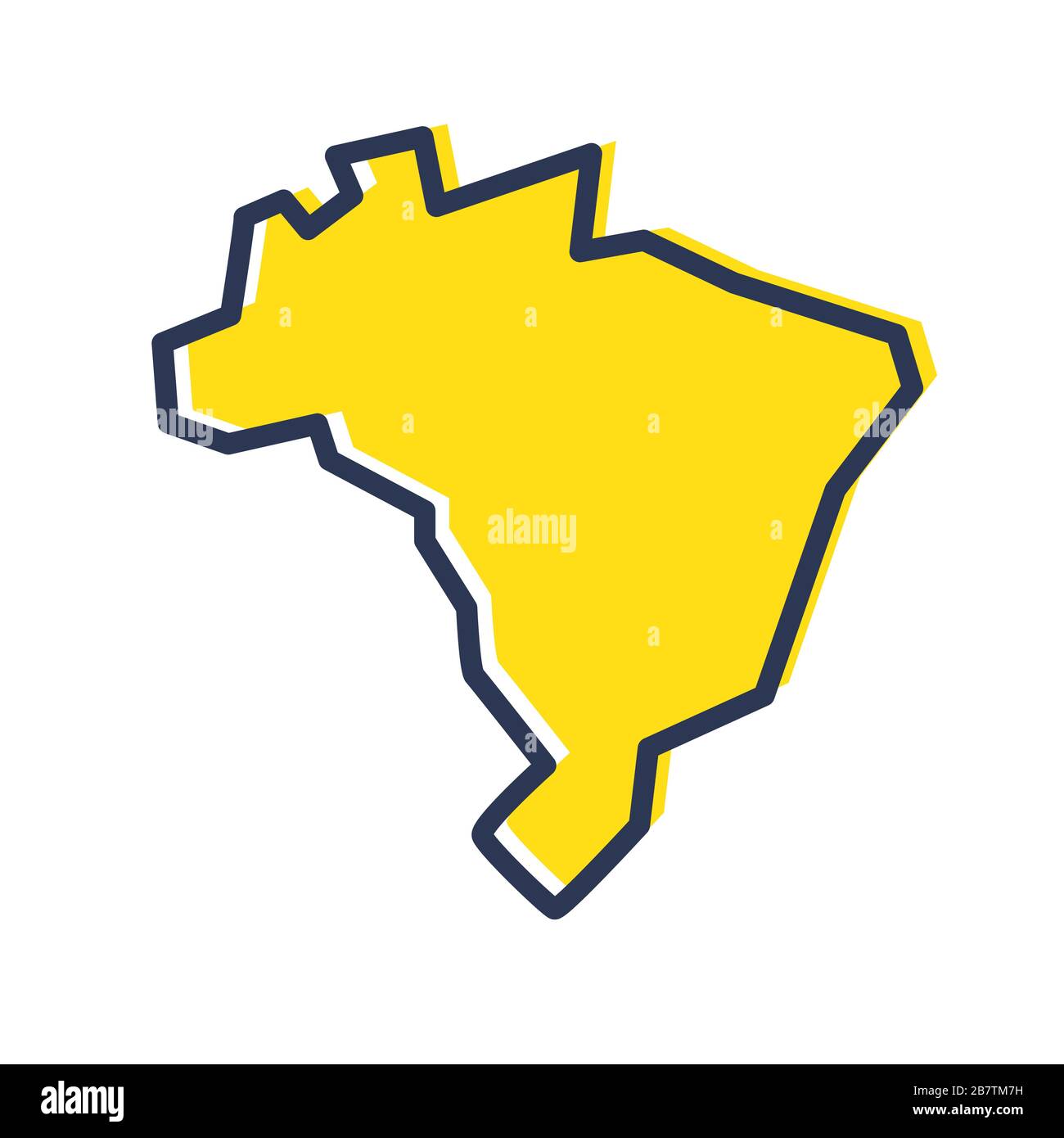 Stylized simple yellow outline map of Brazil Stock Vector Image & Art ...