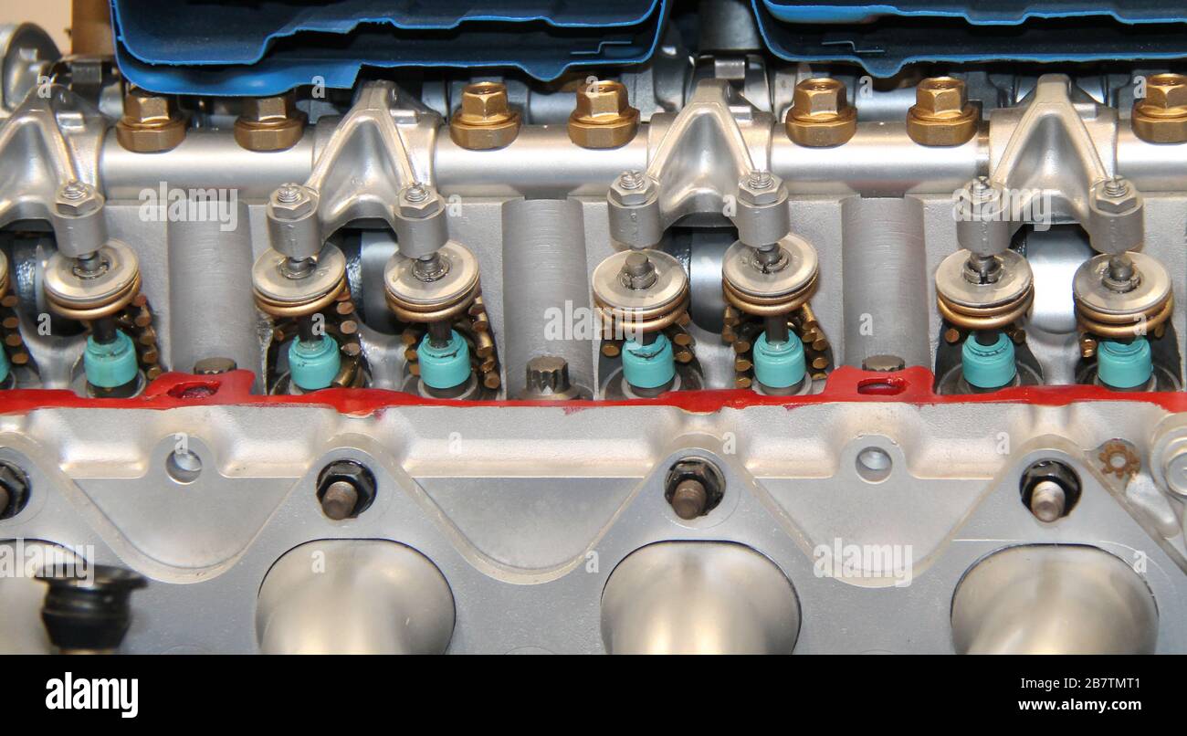 The Valves and Cylinder Block of a Powerful Engine Stock Photo - Alamy