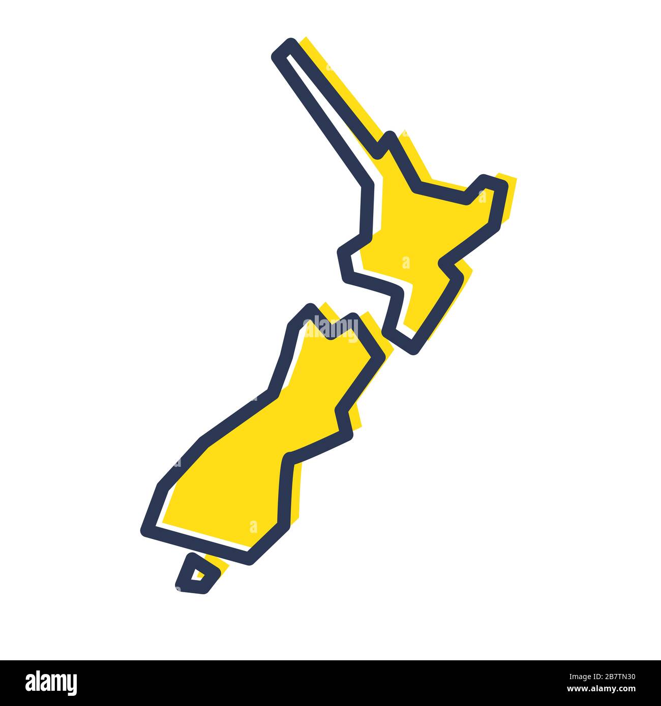 Stylized simple yellow outline map of New Zealand Stock Vector Image ...