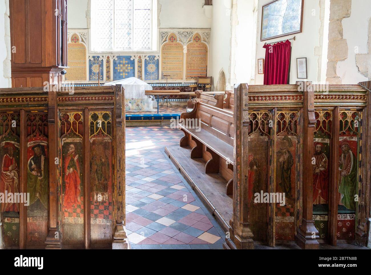 Medieval rood screen paintings of prophets, Bedfield church, Suffolk ...
