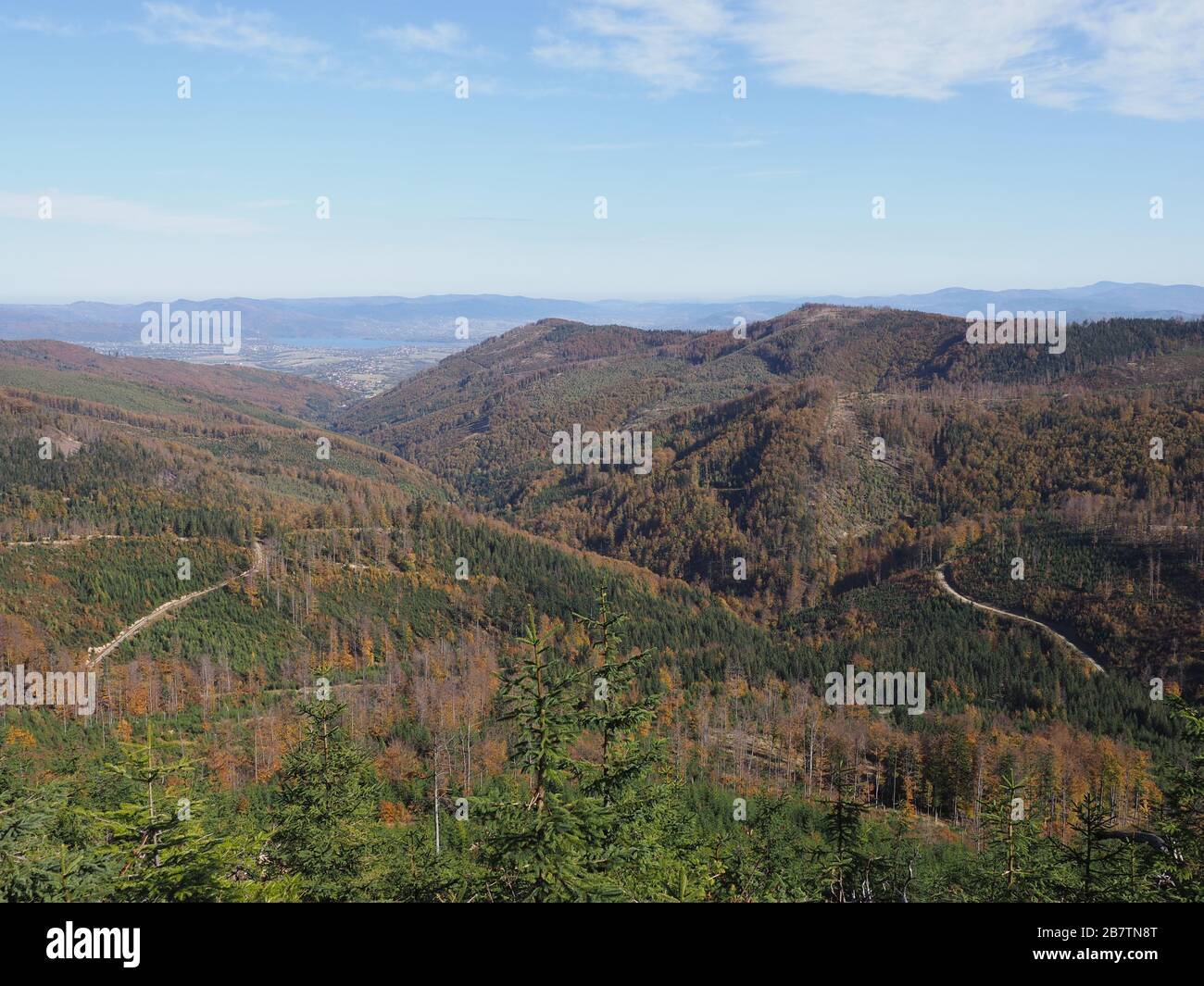 Routes of Silesian Beskids Mountains range near Salmopol pass Poland ...