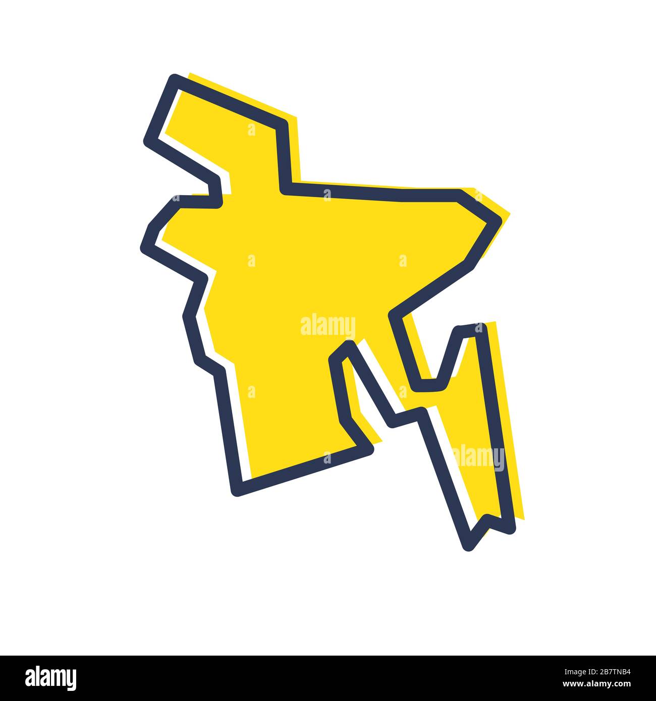 Stylized simple yellow outline map of Bangladesh Stock Vector Image ...