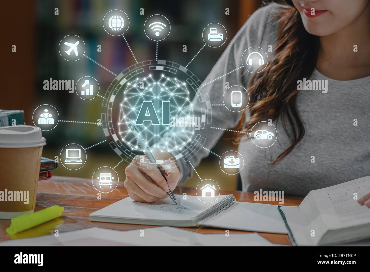 Artificial intelligence woman writing hi-res stock photography and ...