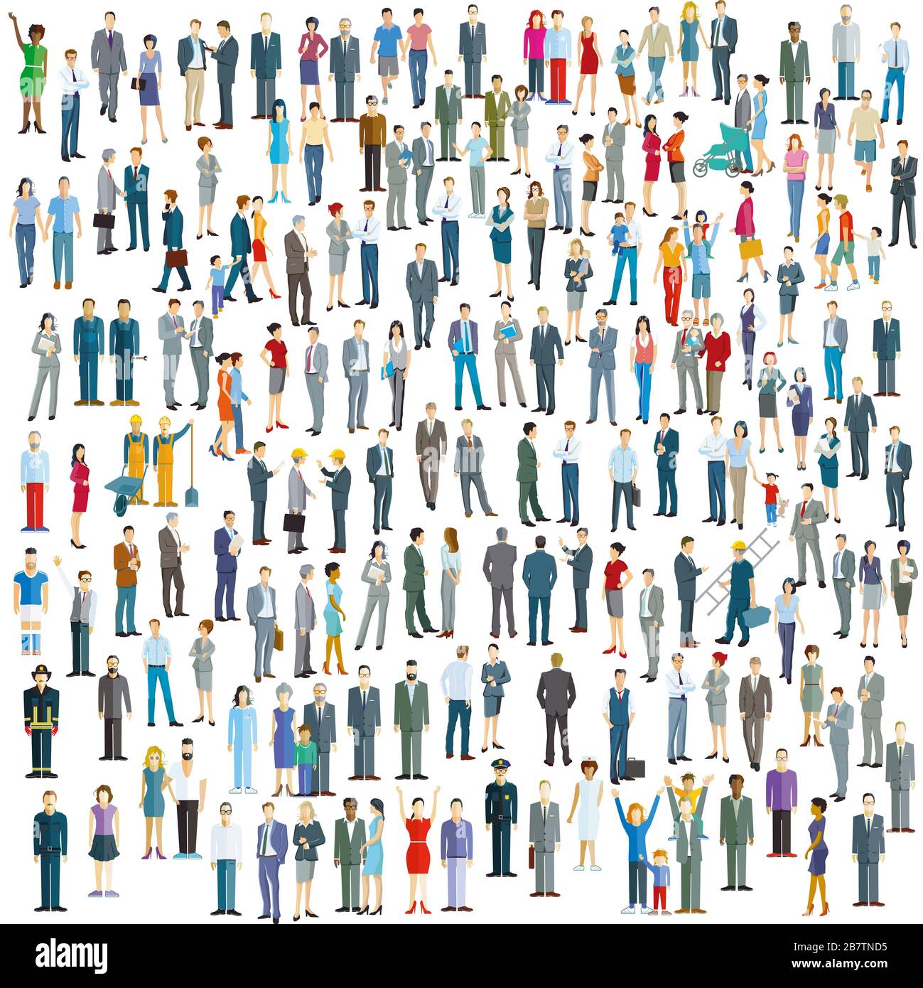 Large crowd on white background. Vector illustration Stock Photo - Alamy