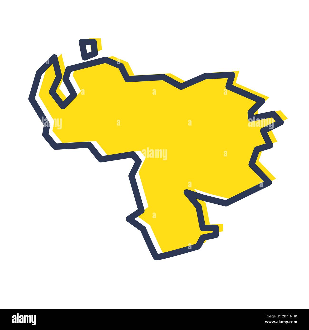 Stylized simple yellow outline map of Venezuela Stock Vector Image ...