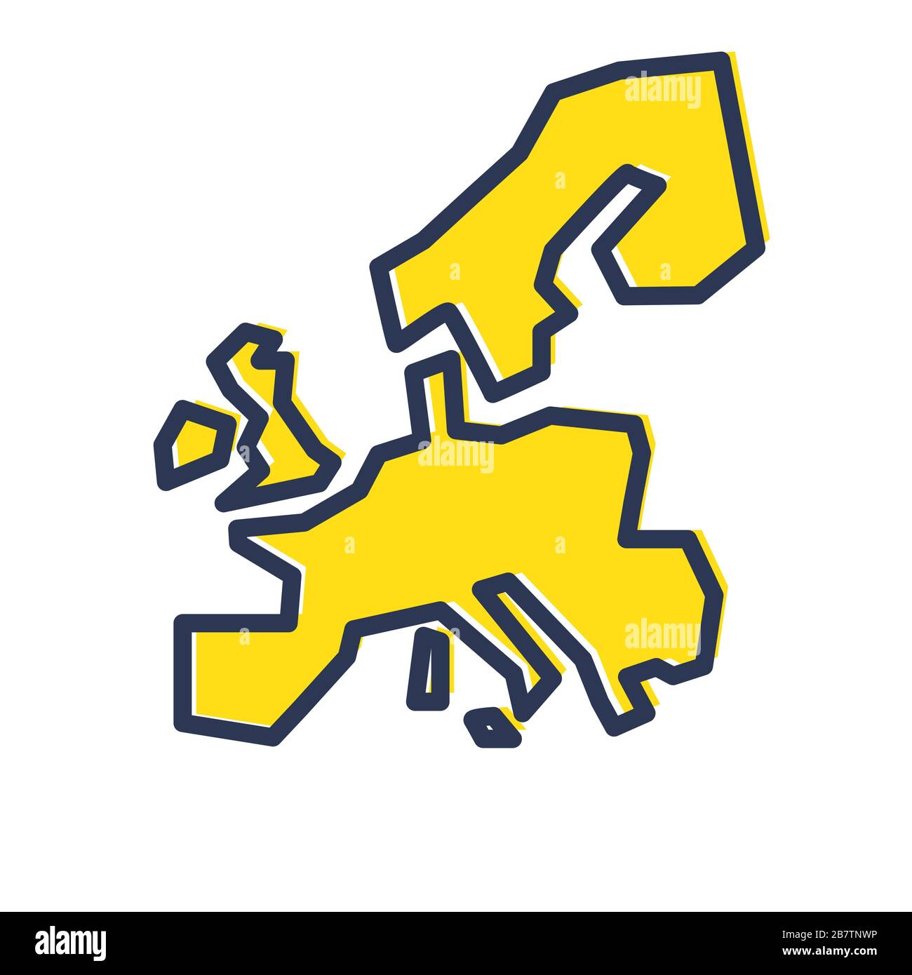 Stylized simple yellow outline map of Europe Stock Vector Image & Art ...