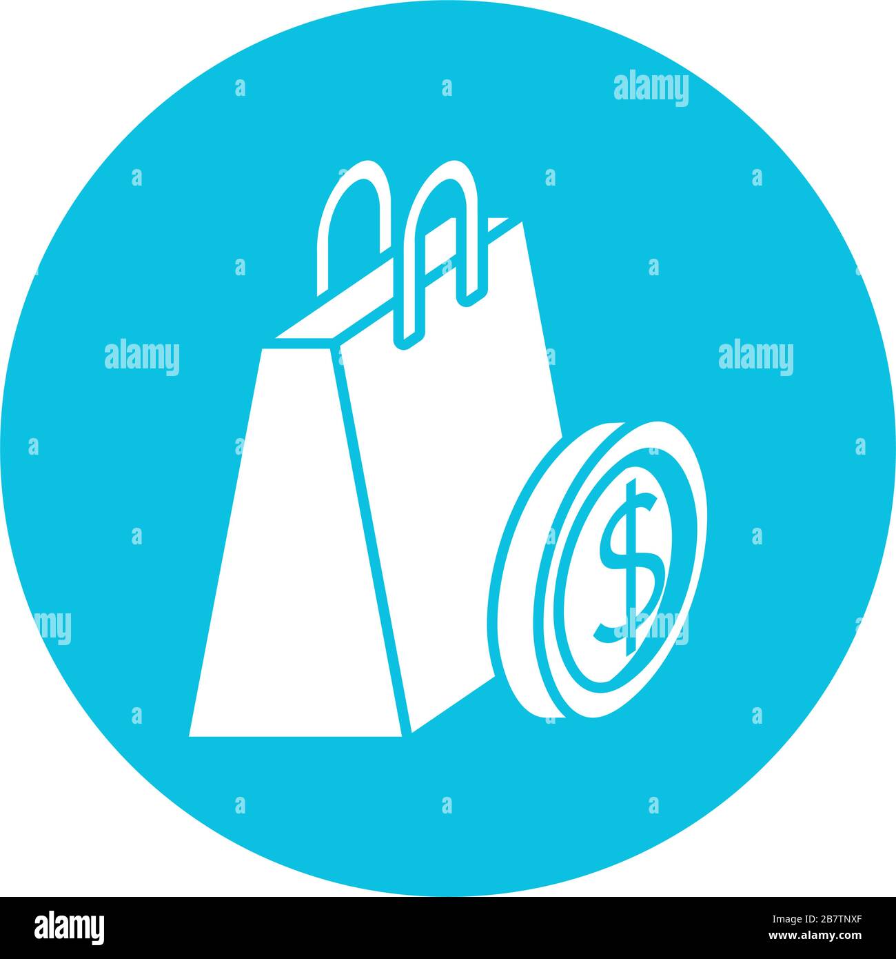 shopping bag paper with coin money block icon Stock Vector Image & Art ...