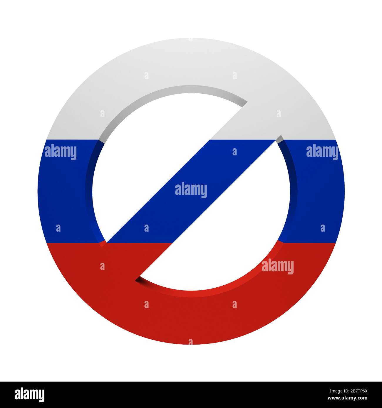 prohibition sign painted flag Russia isolated on white. 3d rendering ...
