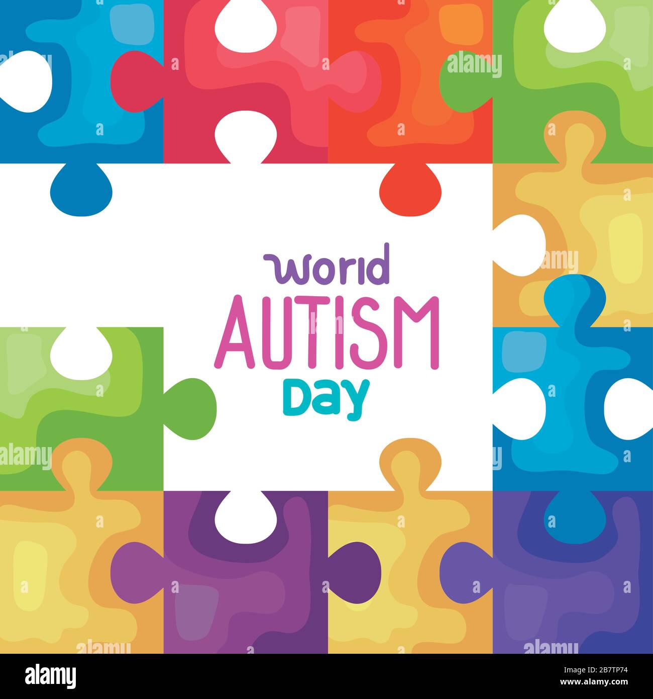 world autism day with puzzle pieces Stock Vector Image & Art - Alamy