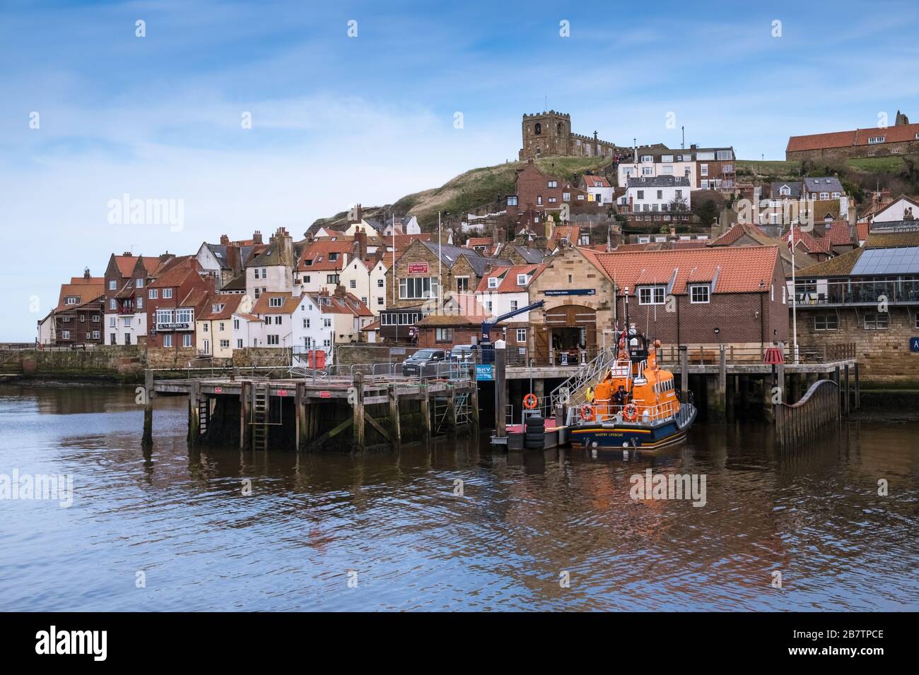 RNLI Lifeboat Station, Whitby harbour, North Yorkshire coast, England ...