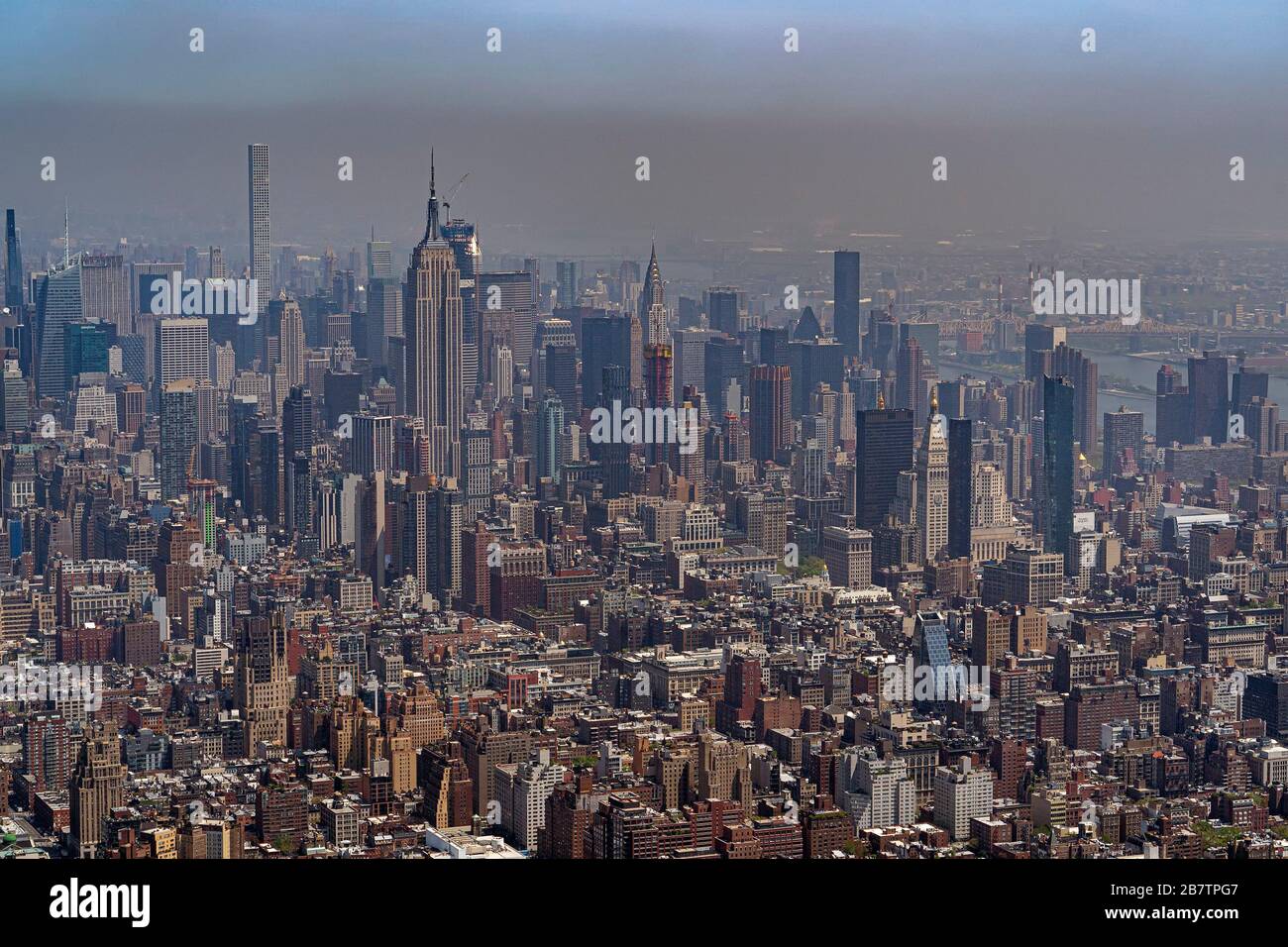 new york city manhattan aerial view from helicopter Stock Photo - Alamy