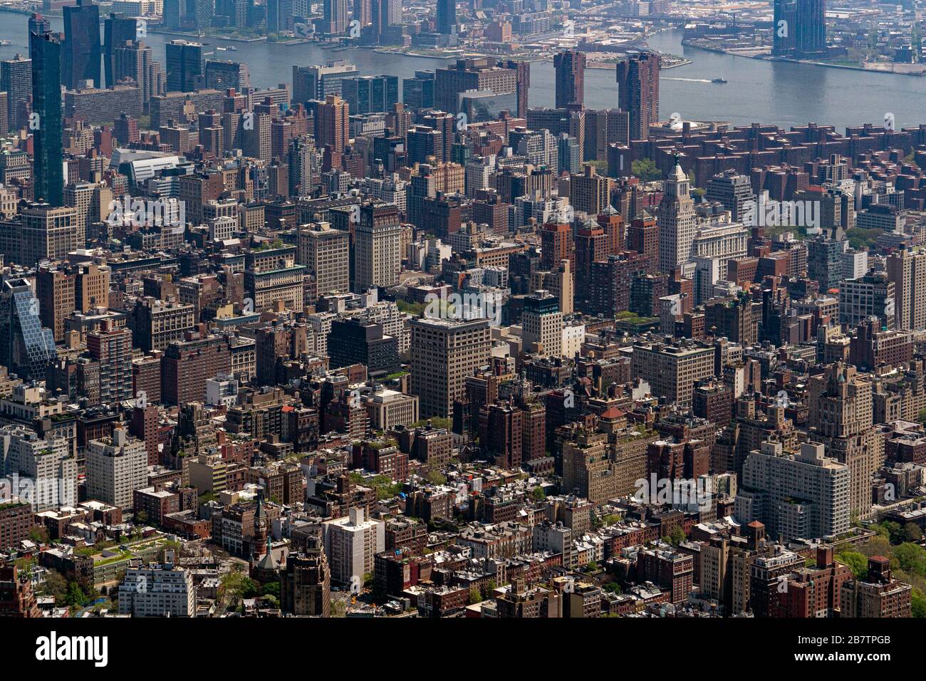 new york city manhattan aerial view from helicopter Stock Photo - Alamy