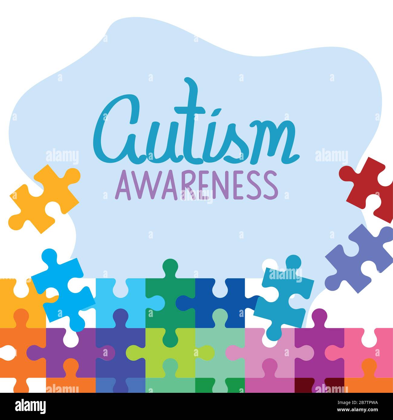 world autism day with puzzle pieces Stock Vector Image & Art - Alamy