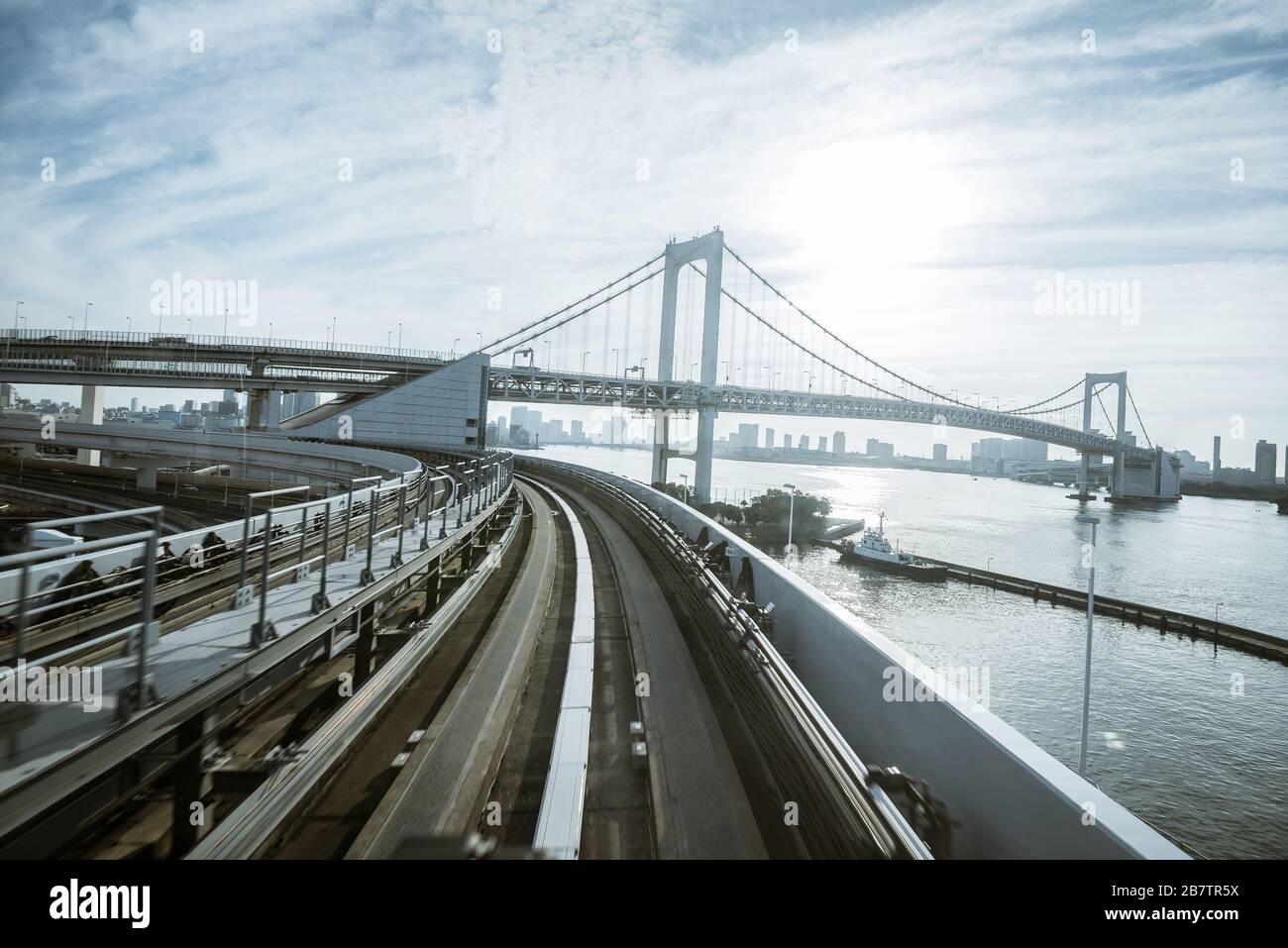 Rainbow bridge and elevated monorail road in Tokyo Stock Photo - Alamy