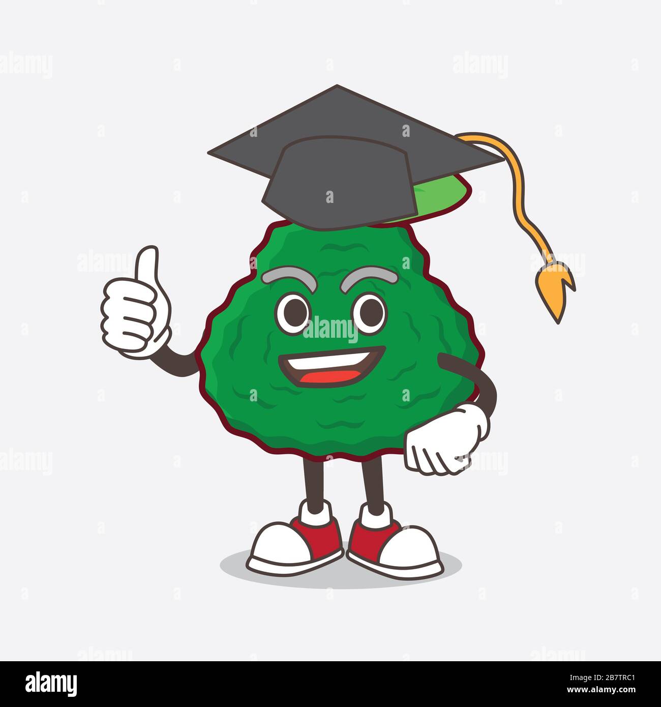 A picture of Kaffir Lime cartoon mascot character in a black Graduation ...