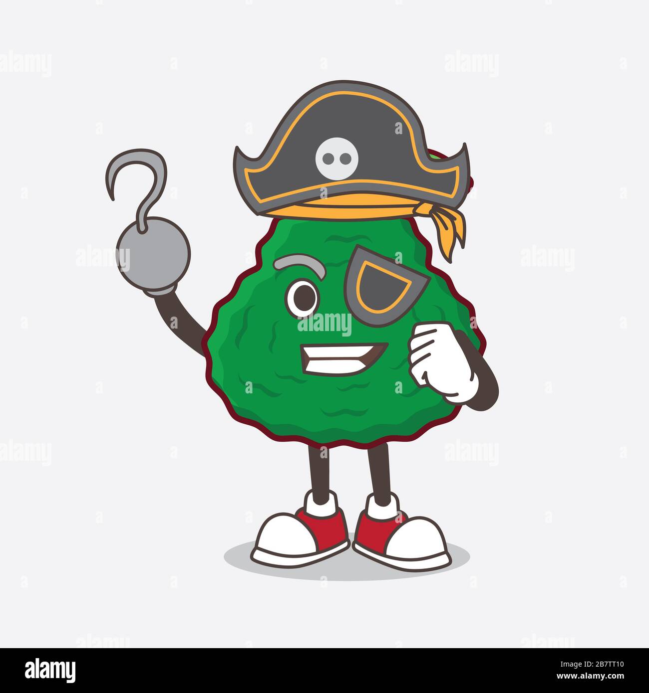 A picture of Kaffir Lime cartoon mascot character in pirate style and ...