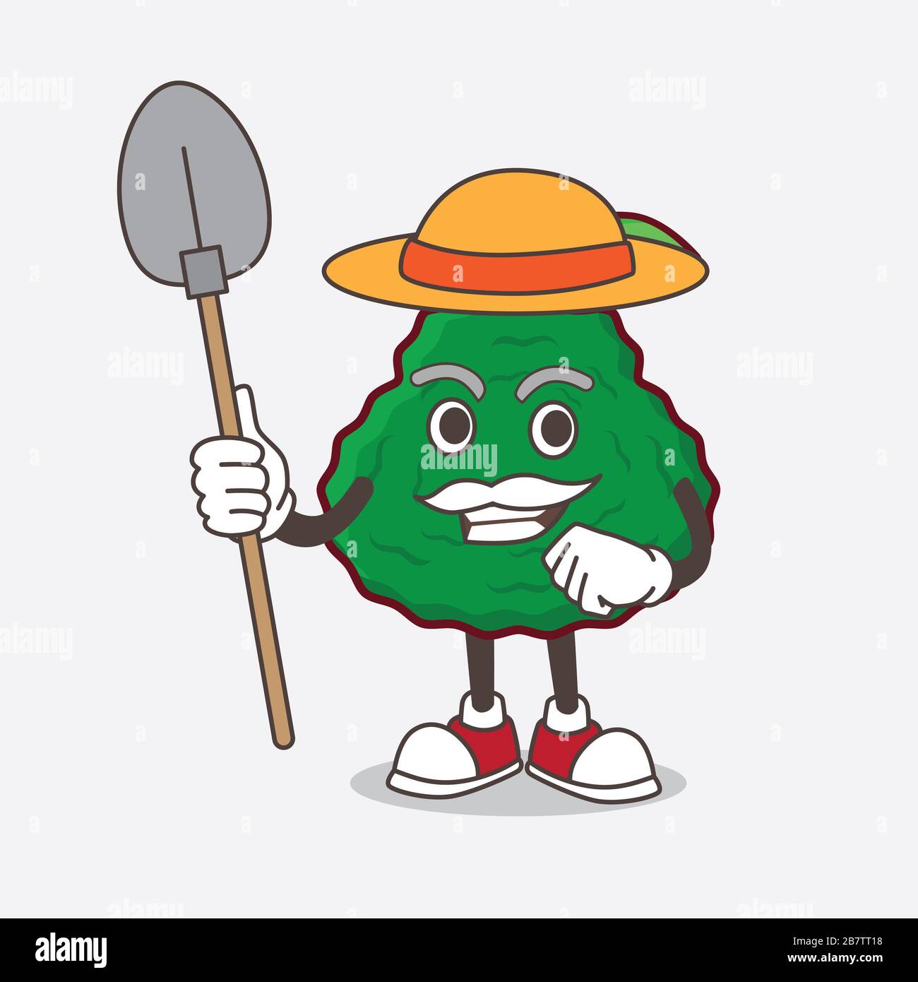A picture of Kaffir Lime cartoon mascot character with hat and farmer ...