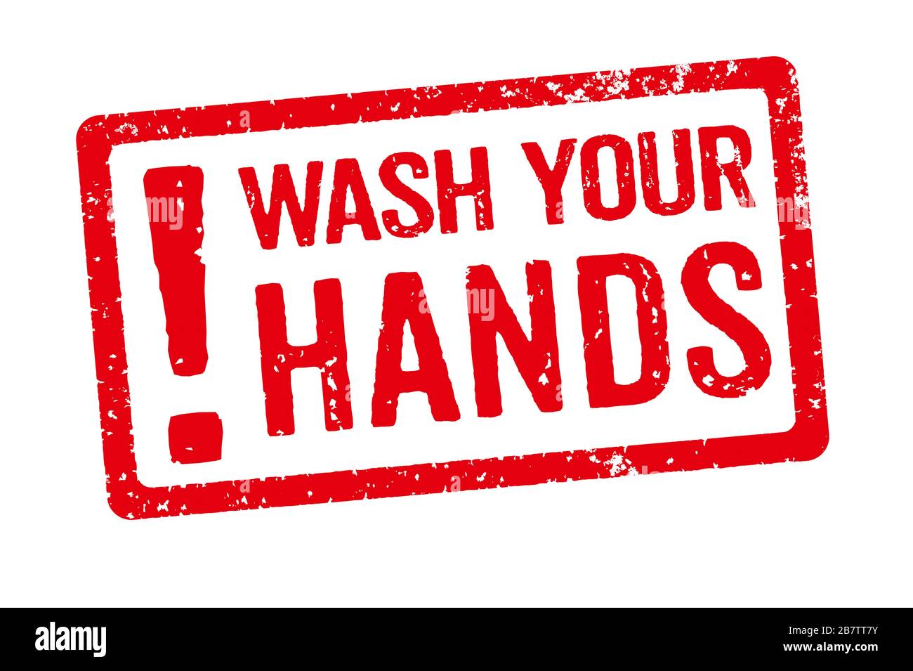 A red stamp on a white background - Wash your hands Stock Photo - Alamy