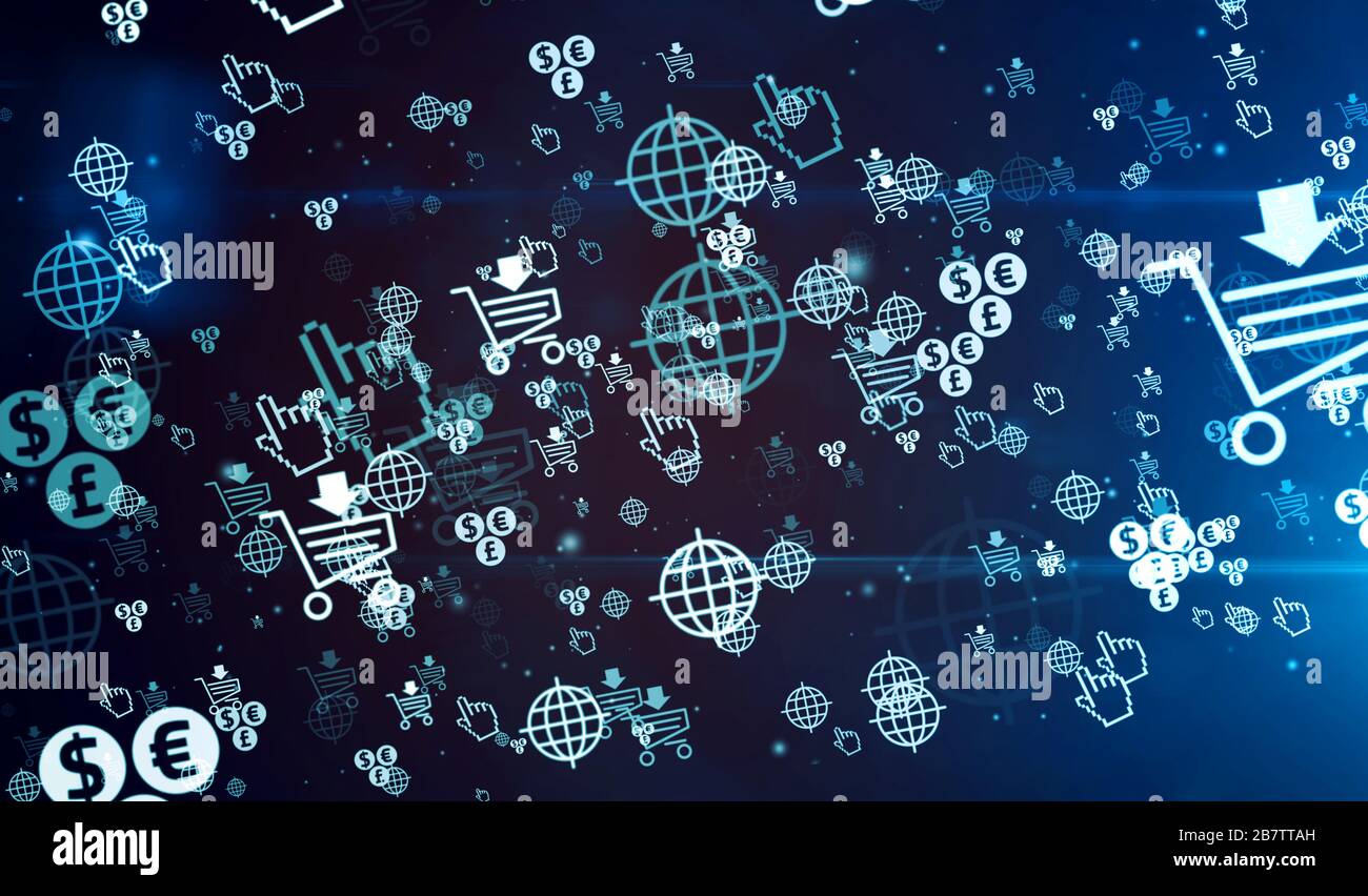 Online shopping, digital business, mobile shop and cyber commerce ...