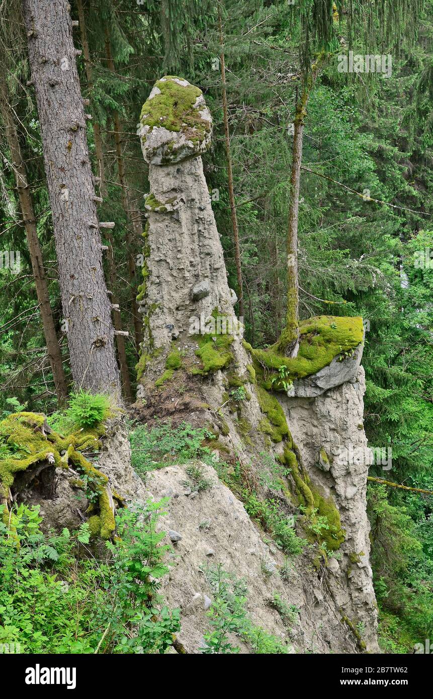 Austria, Tyrol, earth pyramids in Pitztal valley Stock Photo - Alamy