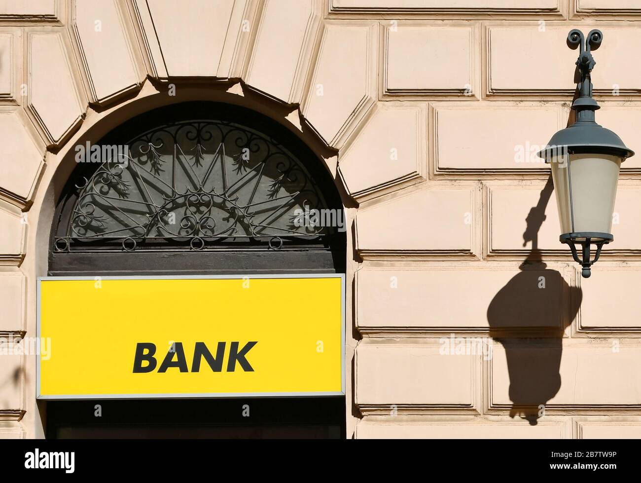 Wall and window of the bank Stock Photo - Alamy