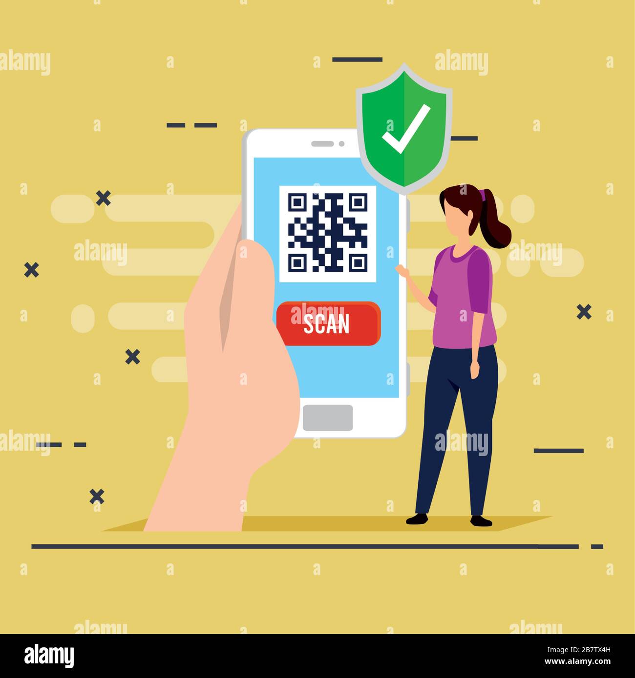 Lady scan qr code Stock Vector Images - Alamy