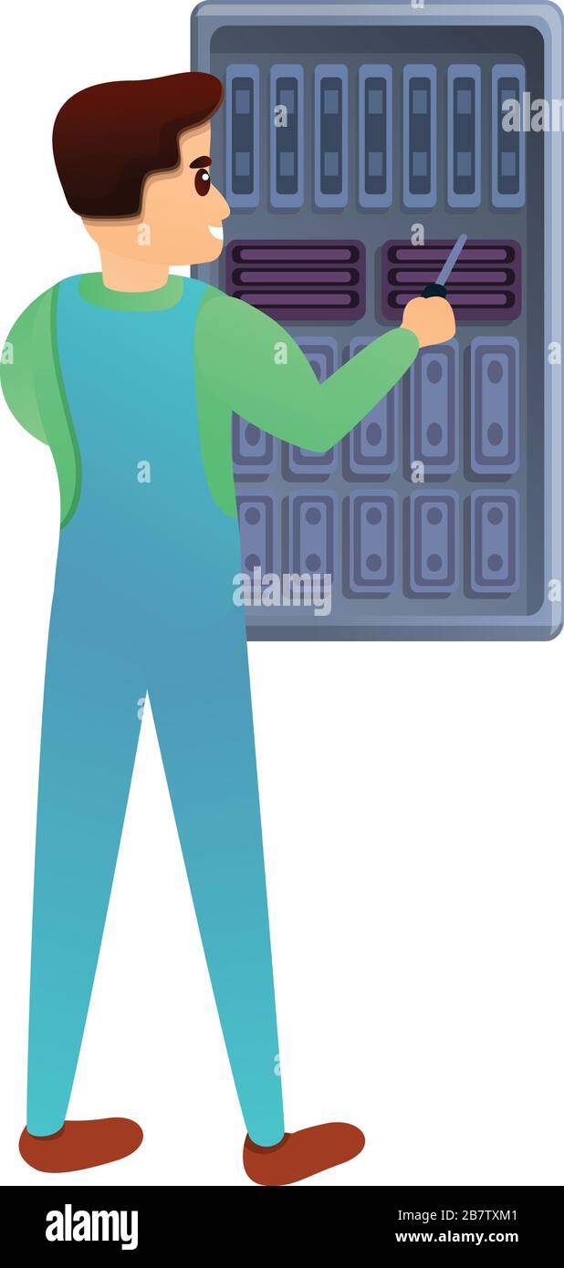 Man and voltage system icon. Cartoon of man and voltage system vector ...