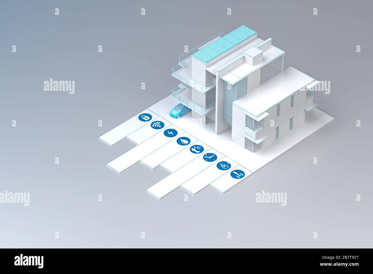 smart home with control icons. 3d rendering Stock Photo - Alamy