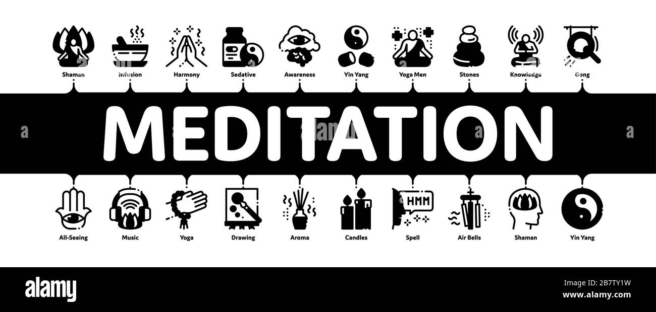Meditation Practice Minimal Infographic Banner Vector Stock Vector ...