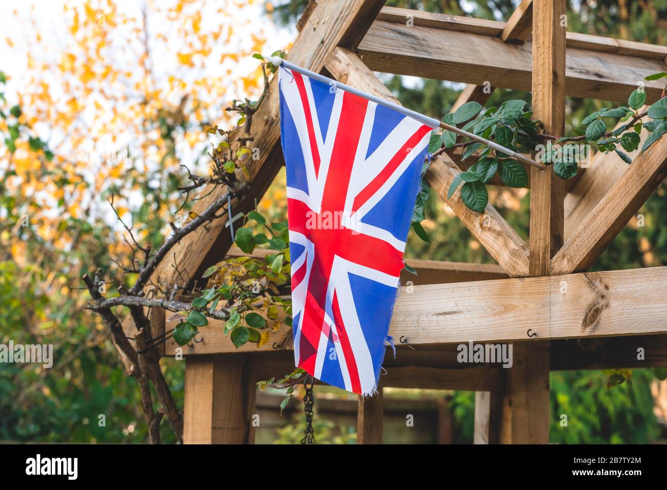 British flag at garden Stock Photo - Alamy